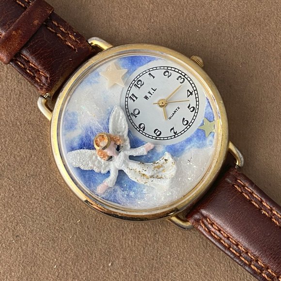 Whimsical Watches | Accessories | Vintage Wyl Angel Theme Gold Tone ...